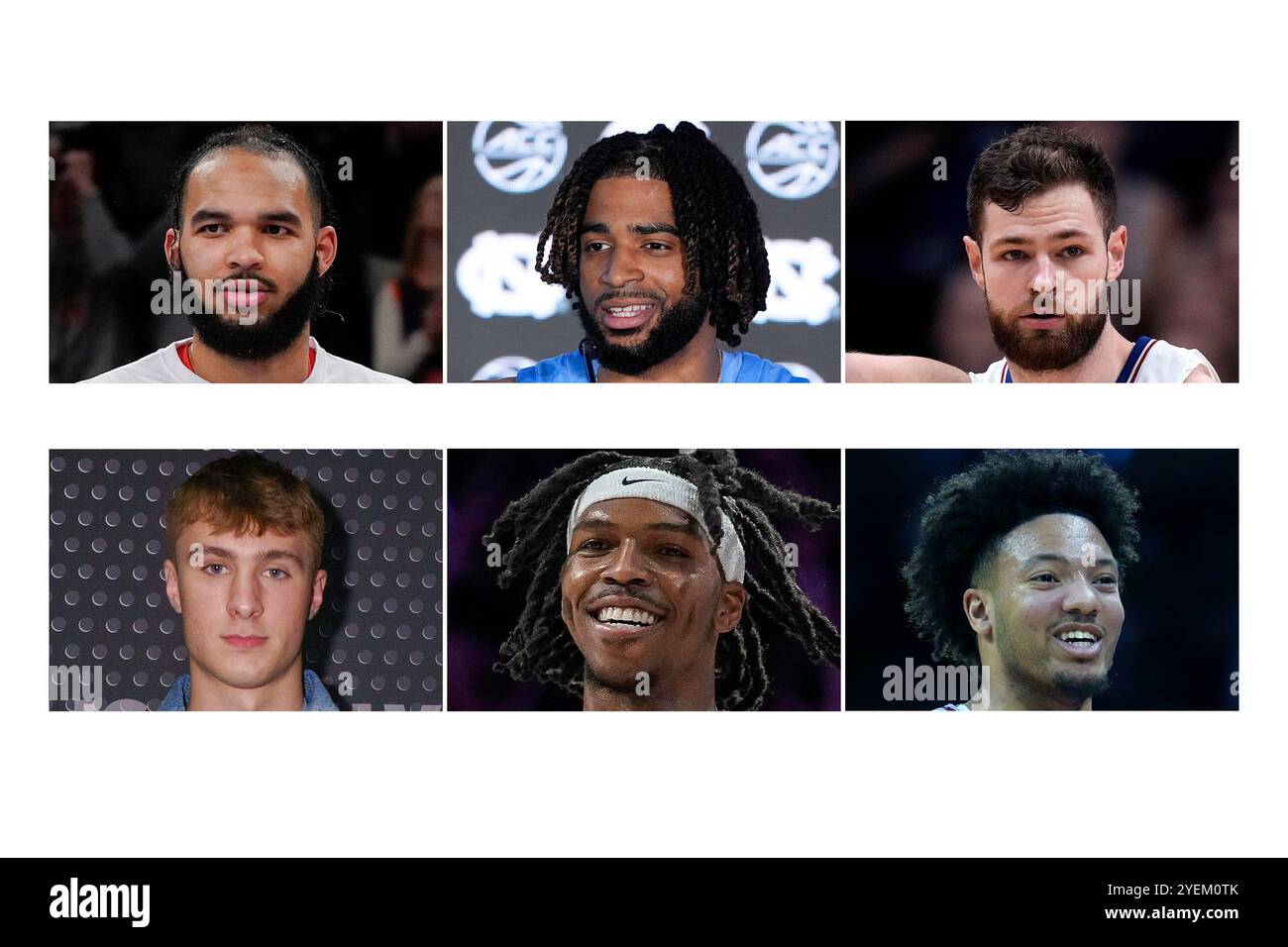 FILE - Top row from left are NCAA college basketball players Johni ...