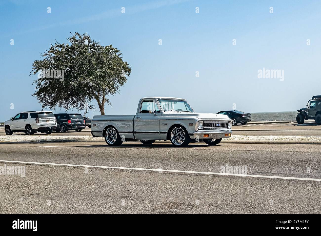 Gulfport, MS - October 04, 2023: Wide angle front corner view of a 1972 ...