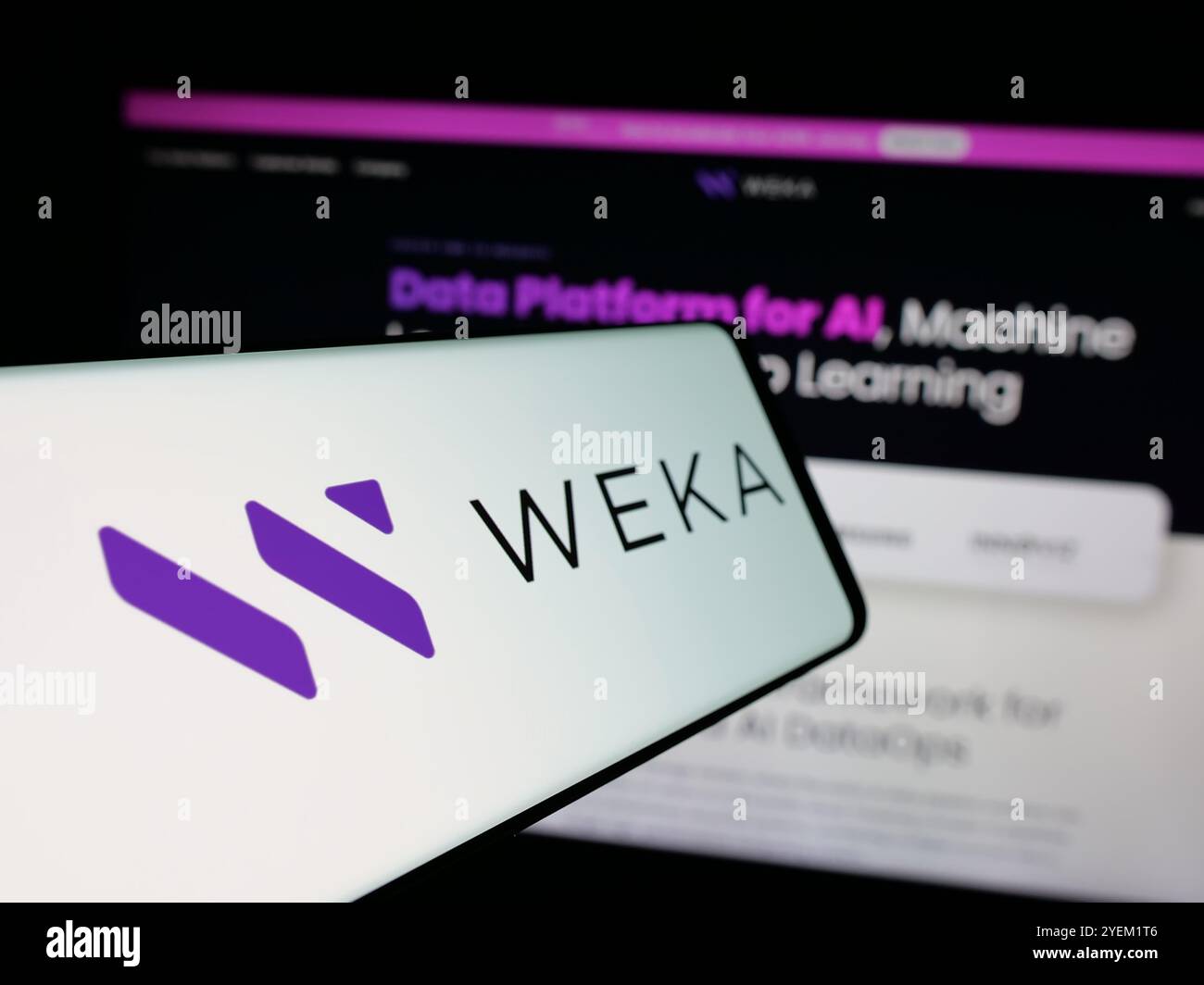 Mobile phone with logo of American data platform company WekaIO Inc. on ...