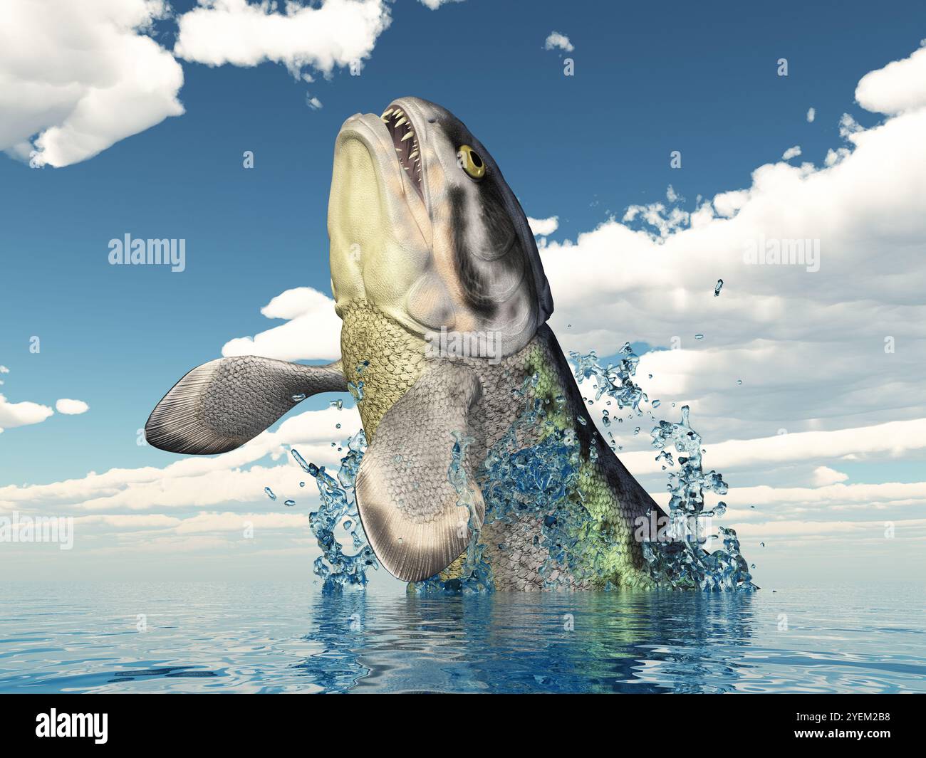 Prehistoric fish Rhizodus jumps out of the sea Stock Photo - Alamy