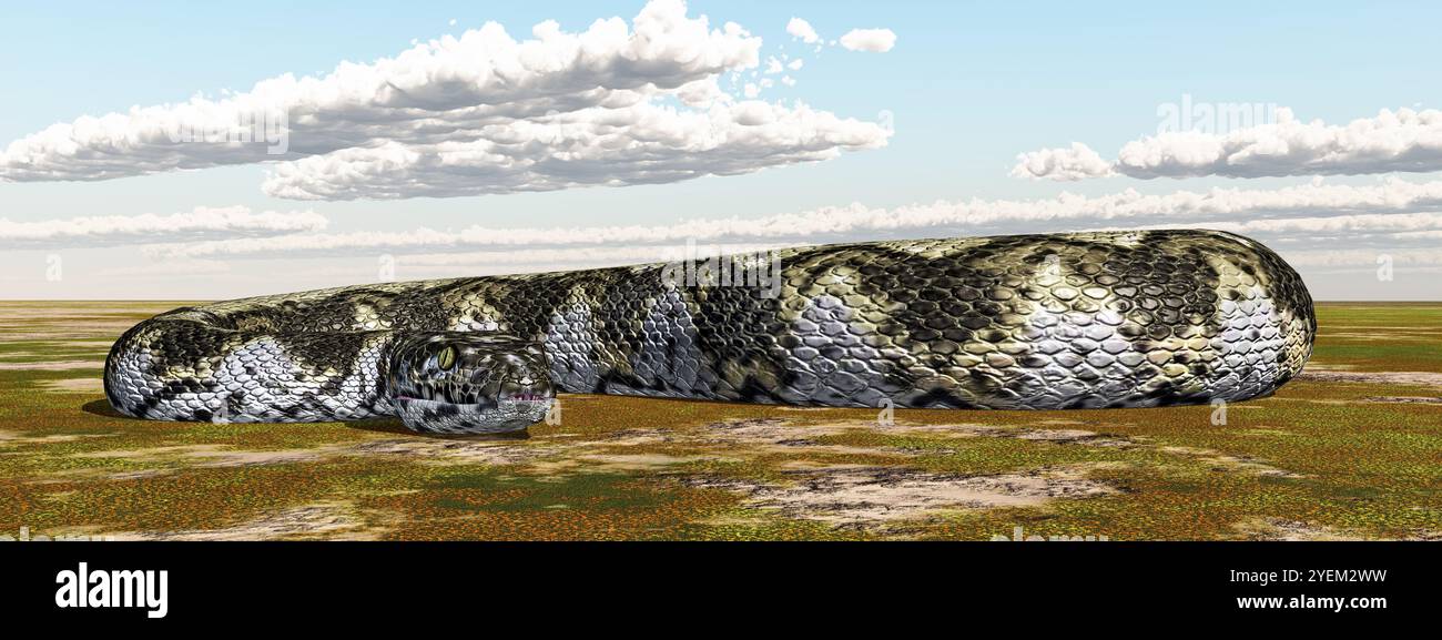 Prehistoric giant snake Titanoboa in a landscape Stock Photo - Alamy