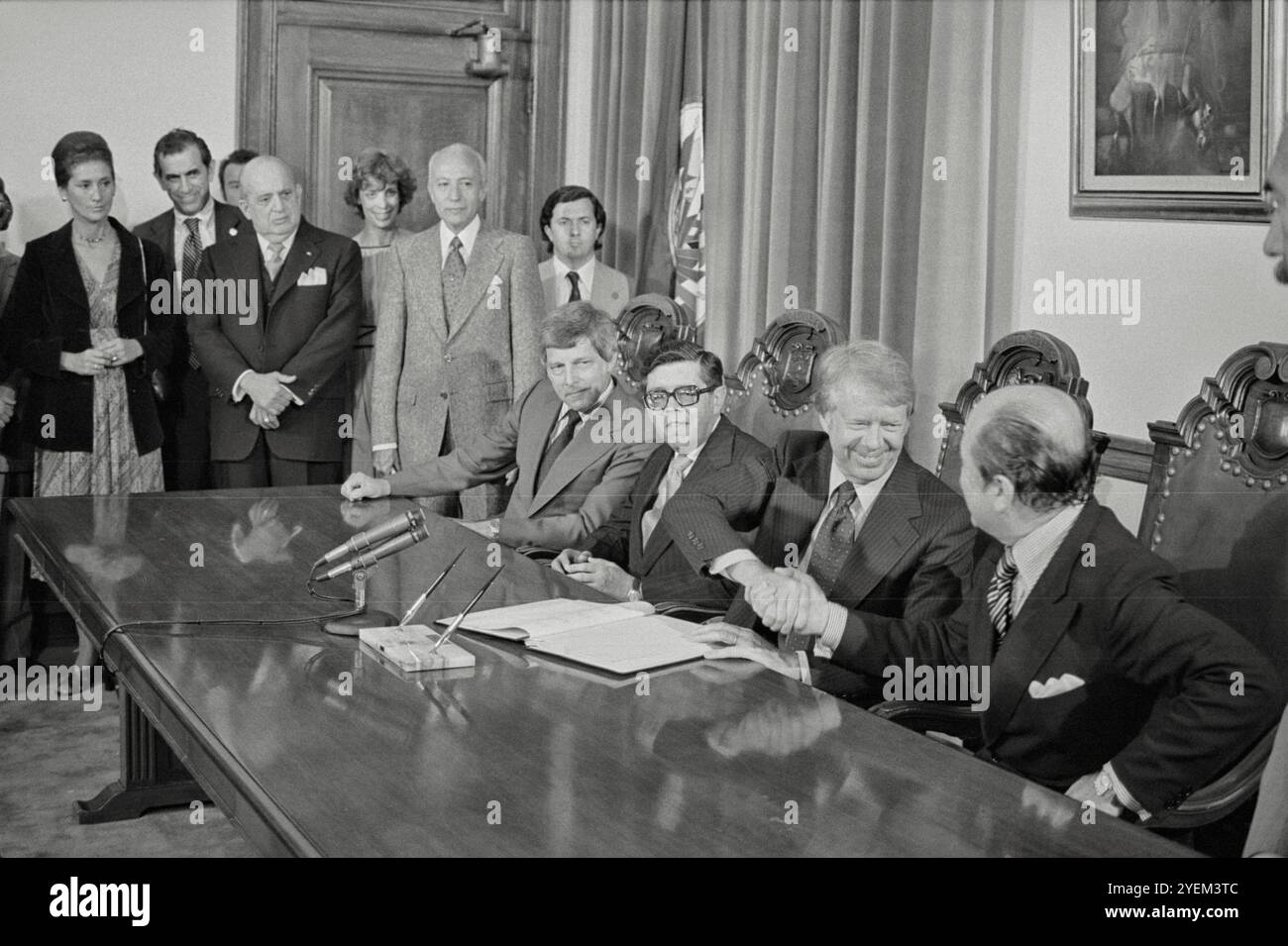 President Jimmy Carter signs human rights resolution. Washington DC ...