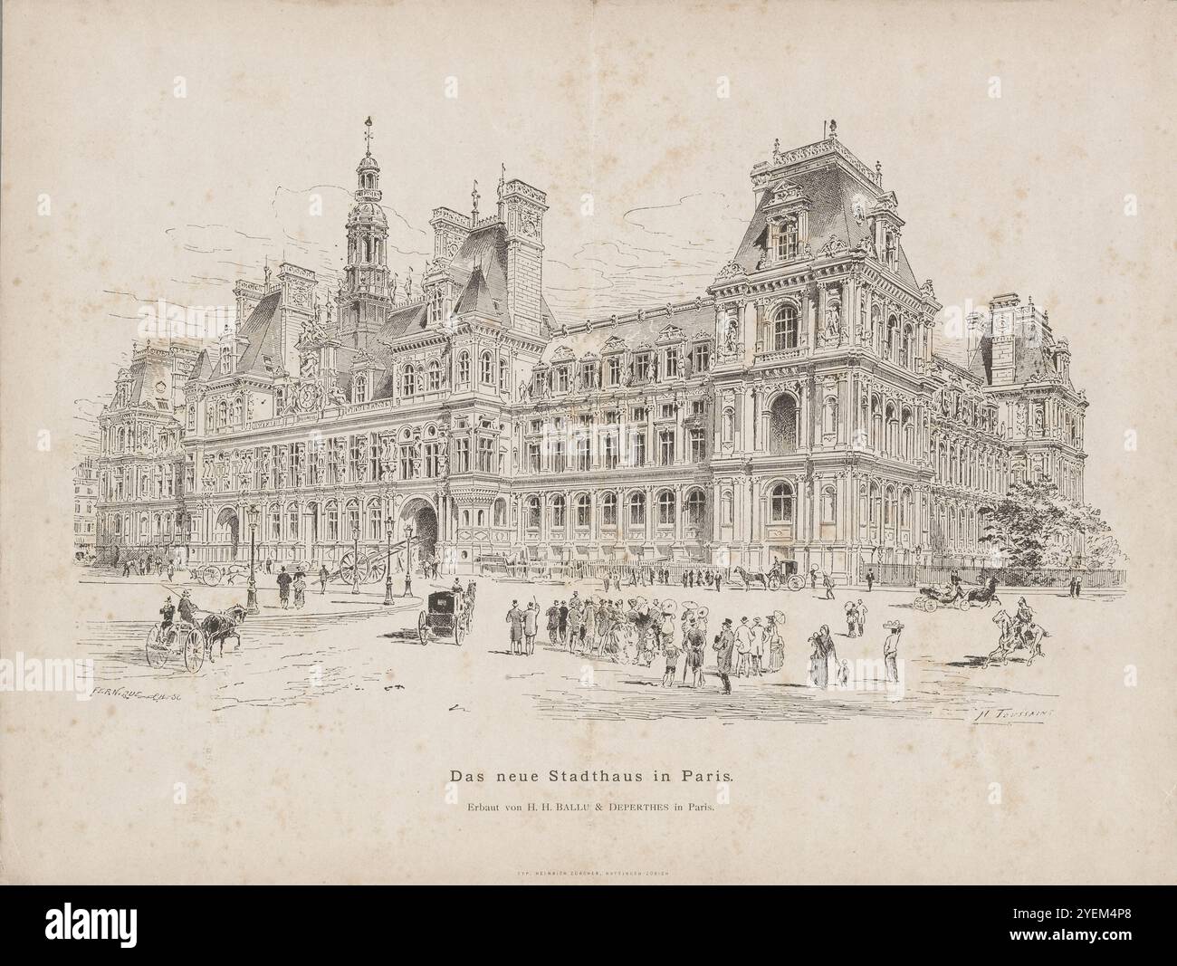 Vintage photo of Paris. The new townhouse in Paris. 1883 Built by H.H ...