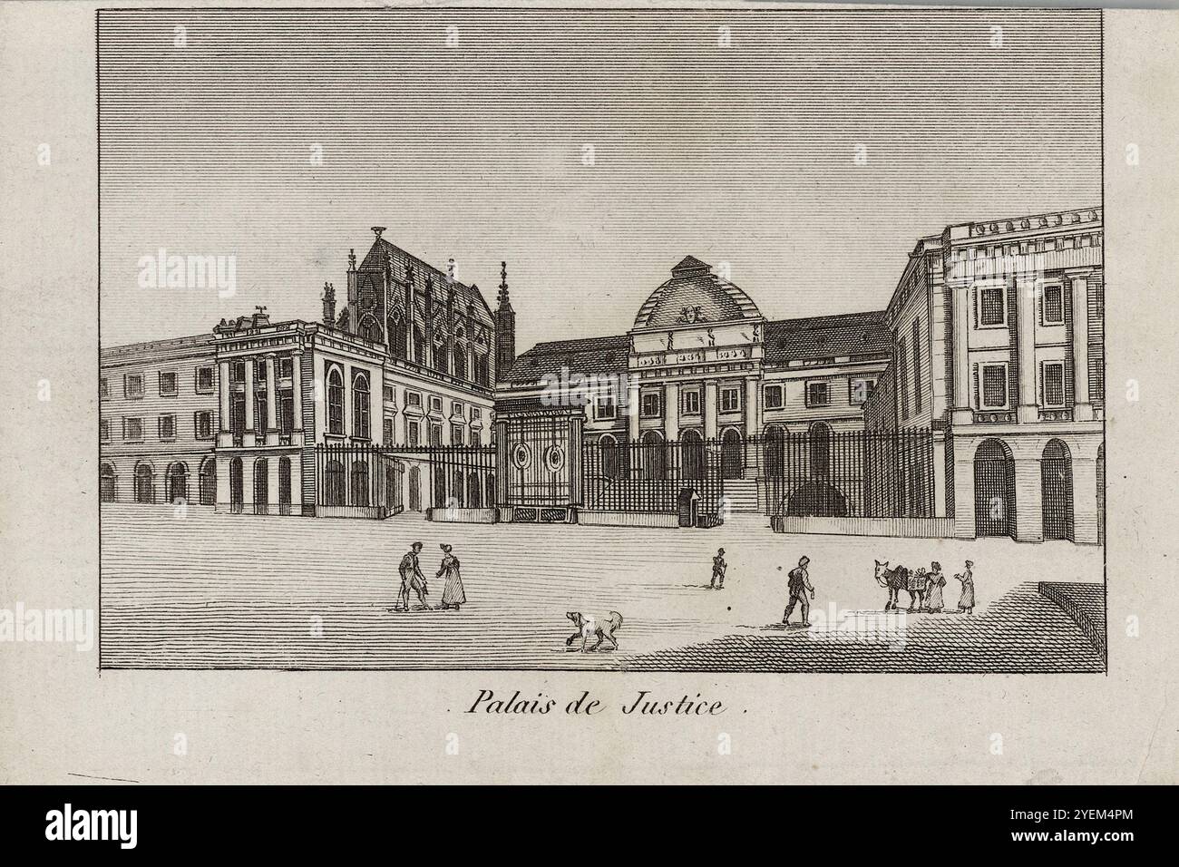 Engraving of Paris, Palais de Justice. France. 1790-1810 Stock Photo ...