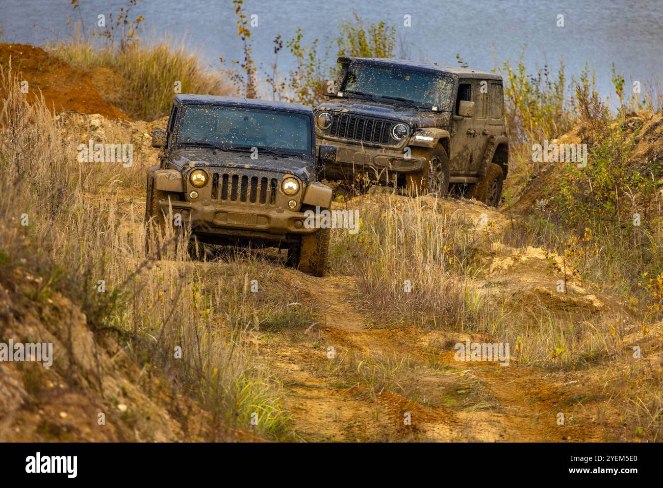 Off-road vehicles, driving in mud, overcoming off-road obstacles in a ...