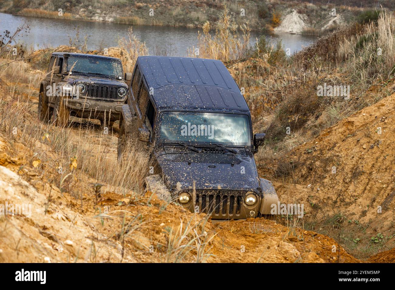Off-road vehicles, driving in mud, overcoming off-road obstacles in a ...