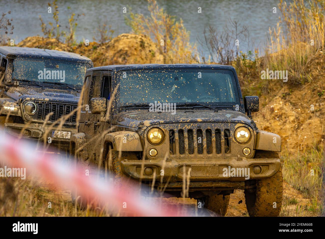 Off-road vehicles, driving in mud, overcoming off-road obstacles in a ...