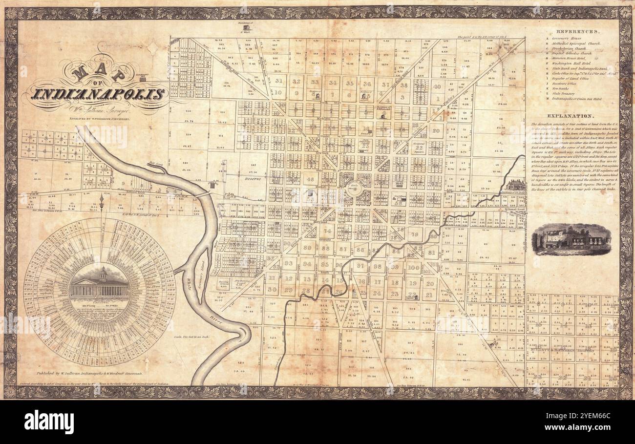 Vintage Detailed Indianapolis Map Printable Download Travel Poster ...