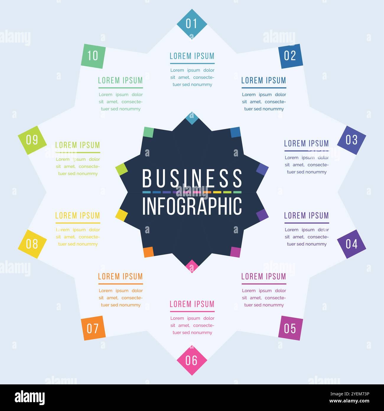 Business Infographic template 10 steps, objects, elements or options ...