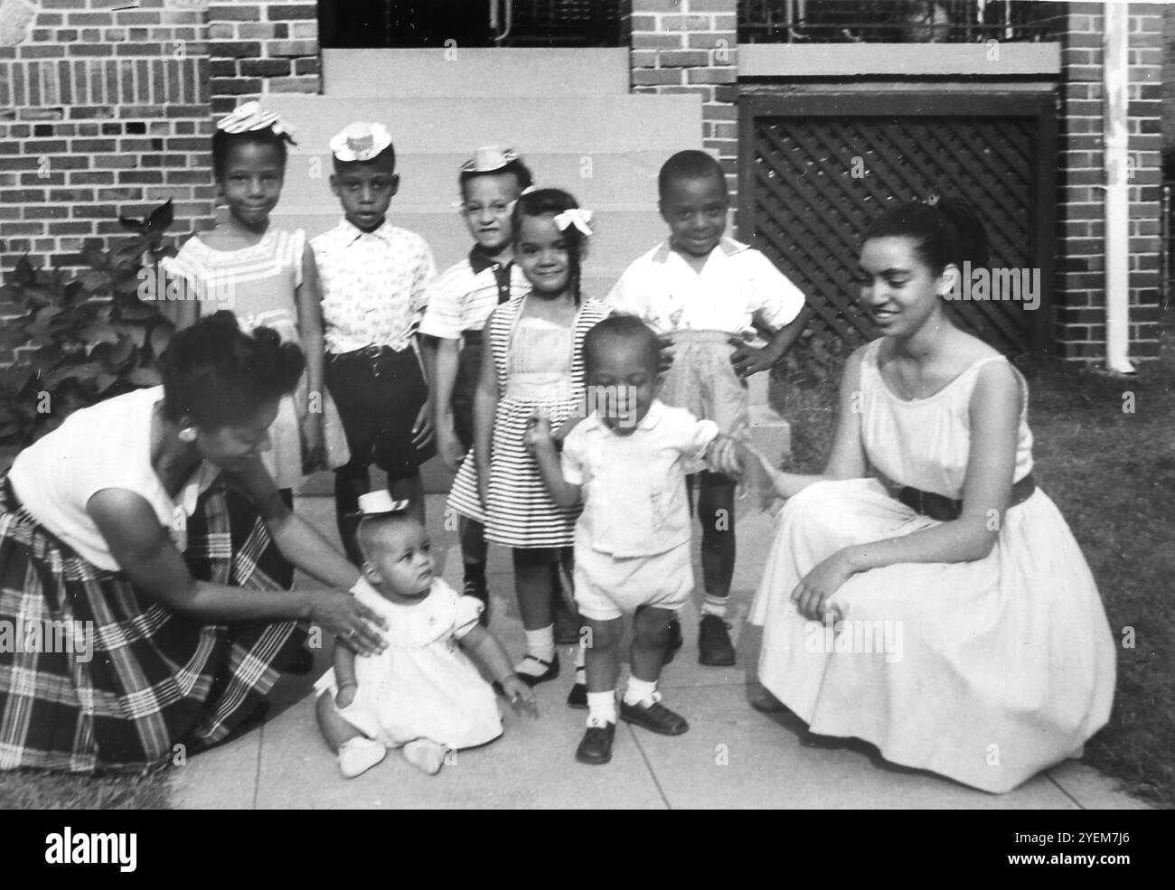 Birthday party with young mothers and their children, ca. 1963 Stock ...