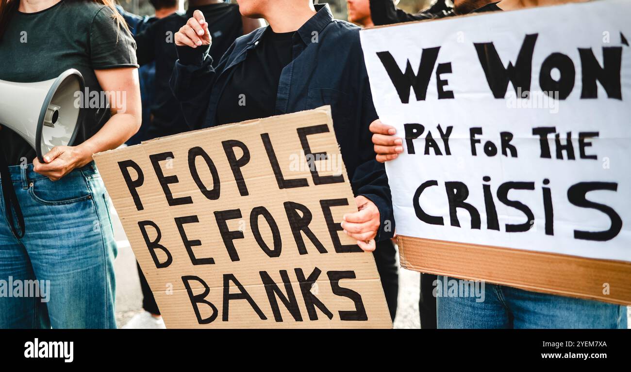 Economy inflation, People protest for financial crisis on the streets ...