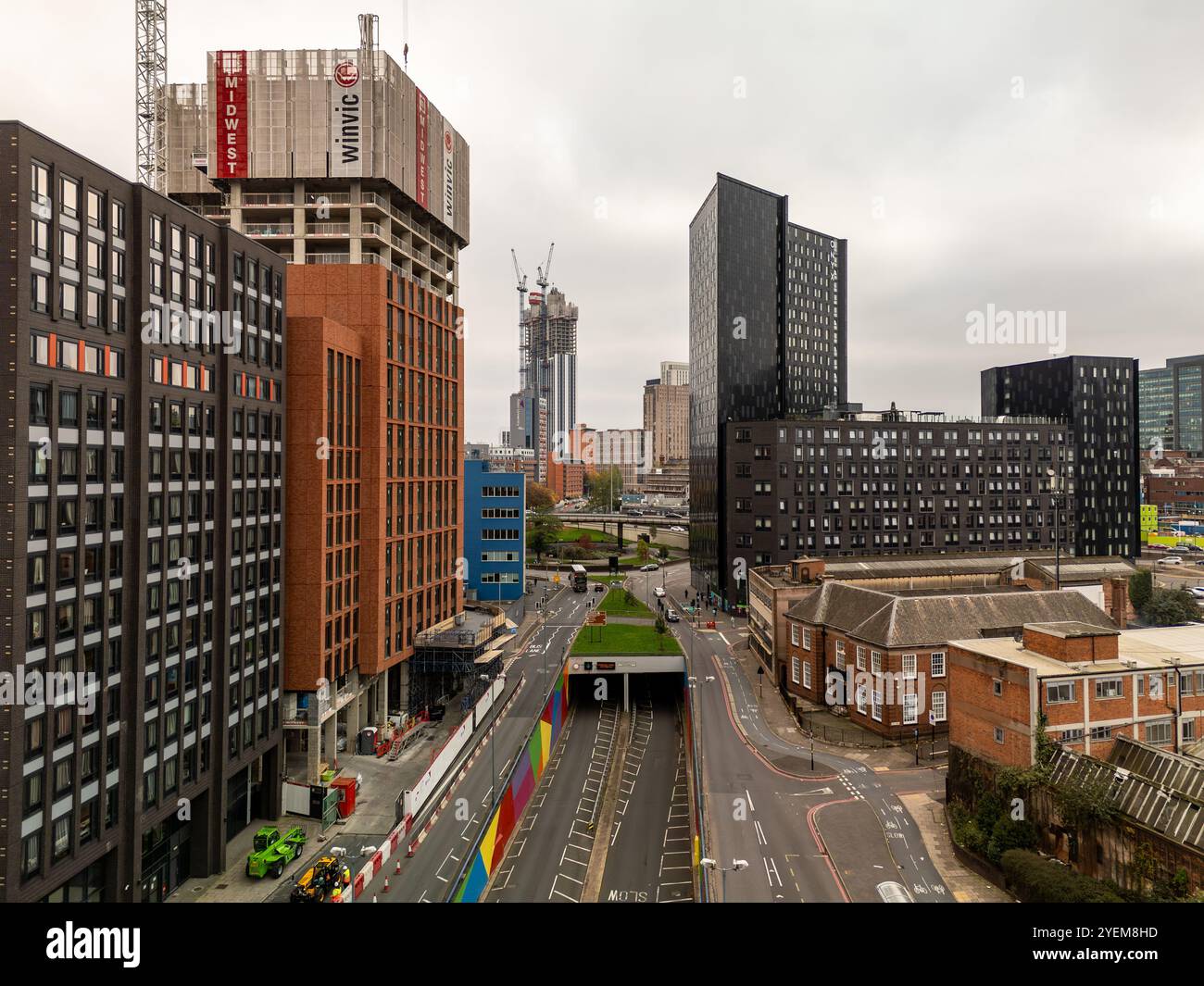 Aerial view of birmingham city centre showcasing mix of modern and ...