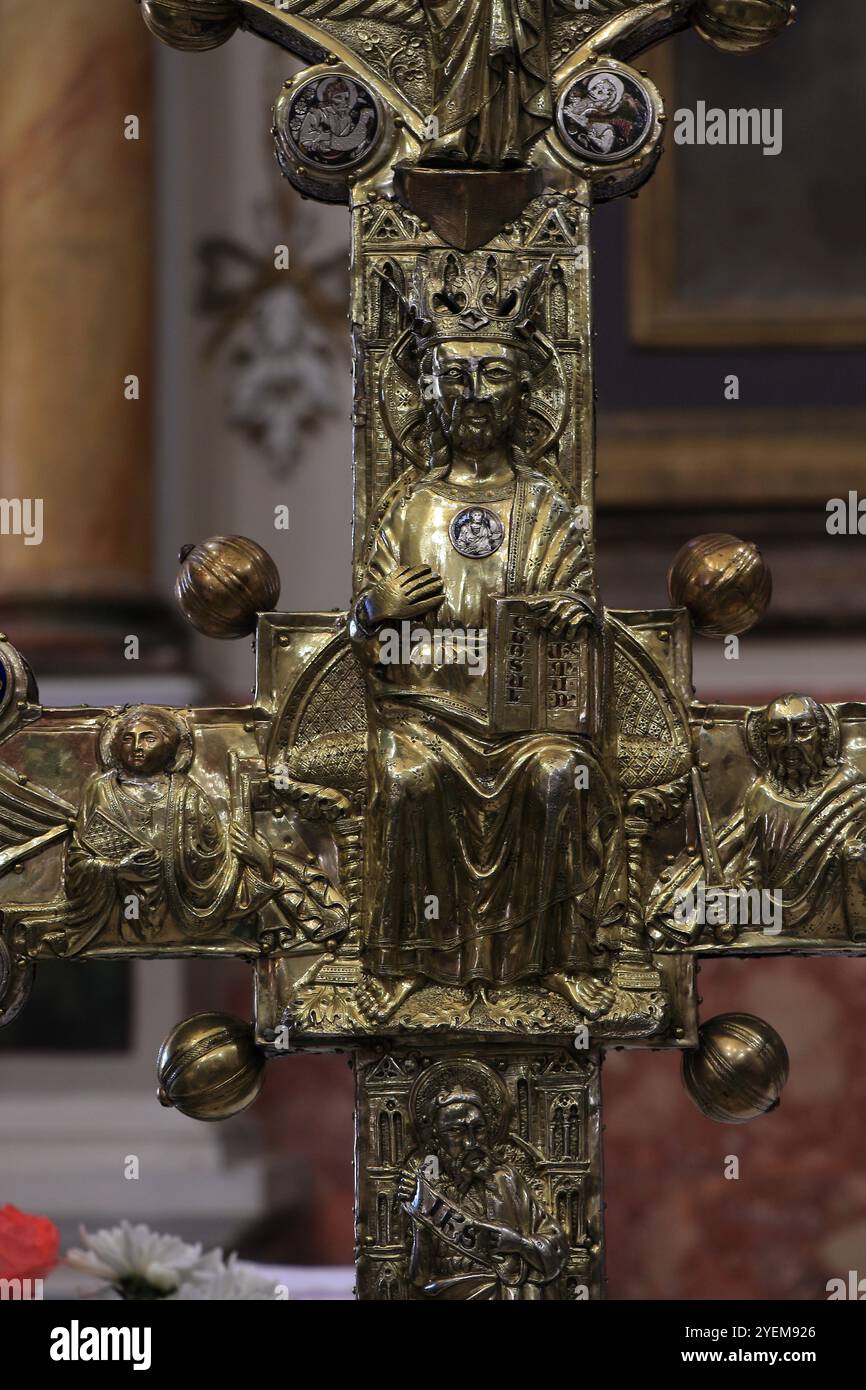 Medieval Croce di Borbona Processional Cross Detail, Italy Stock Photo ...