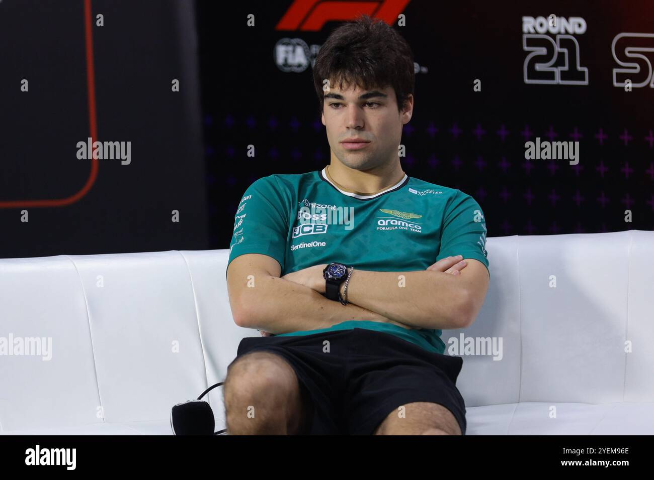 Aston Martin driver Lance Stroll during a press conference on the first ...