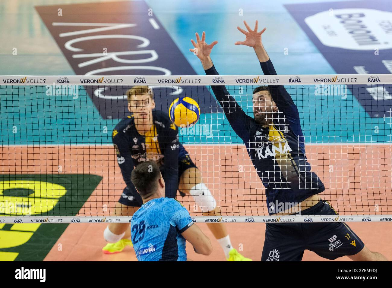 Block of Marco Vitelli of Rana Verona during the match between Rana ...