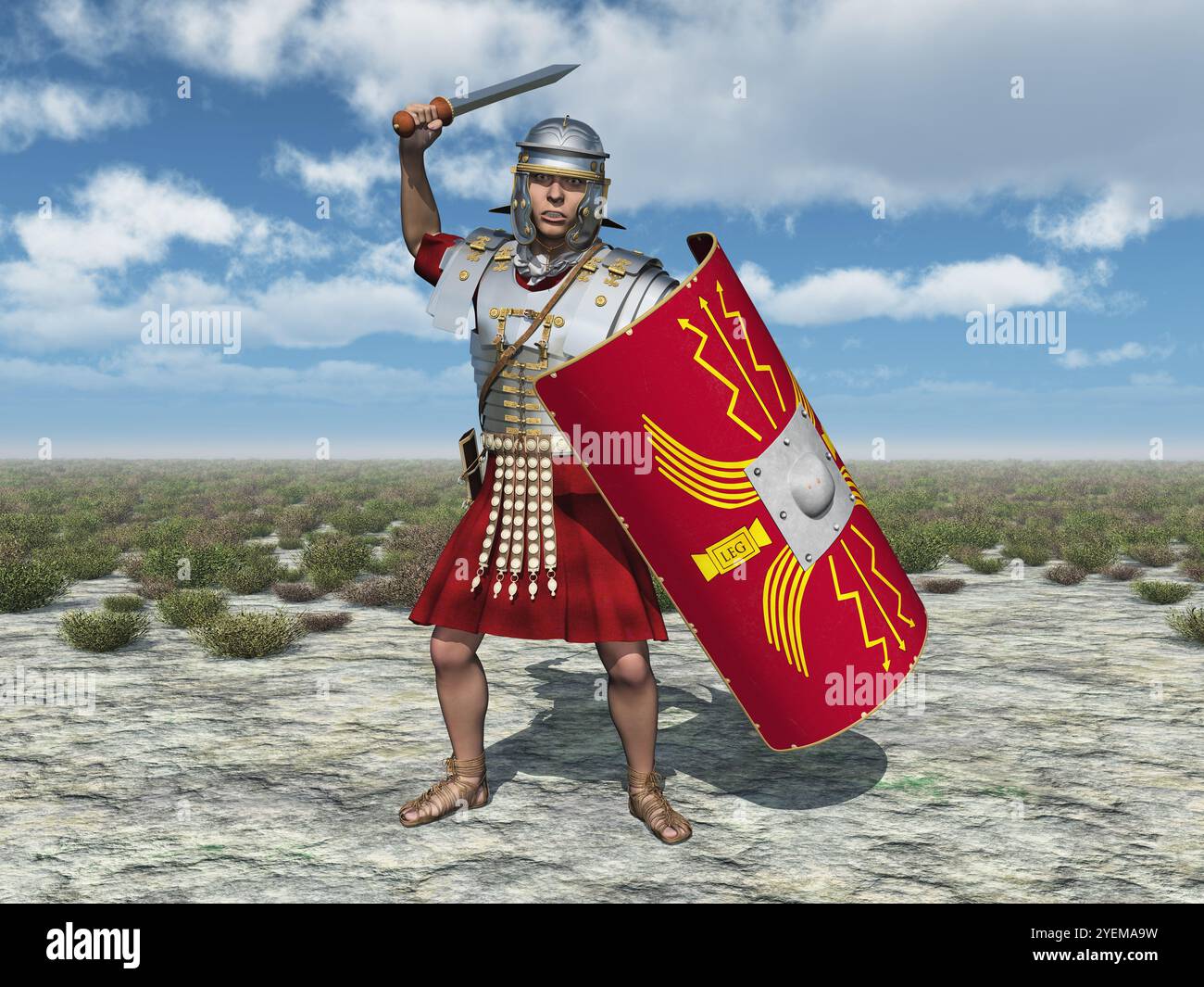 Roman legionary in a landscape Stock Photo - Alamy