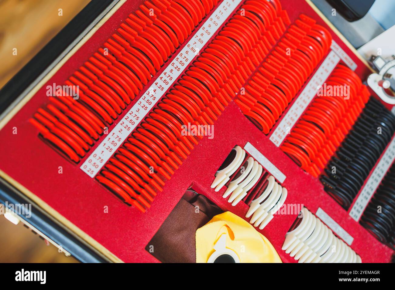 Selection of glasses for vision. A set of lenses for vision testing and ...