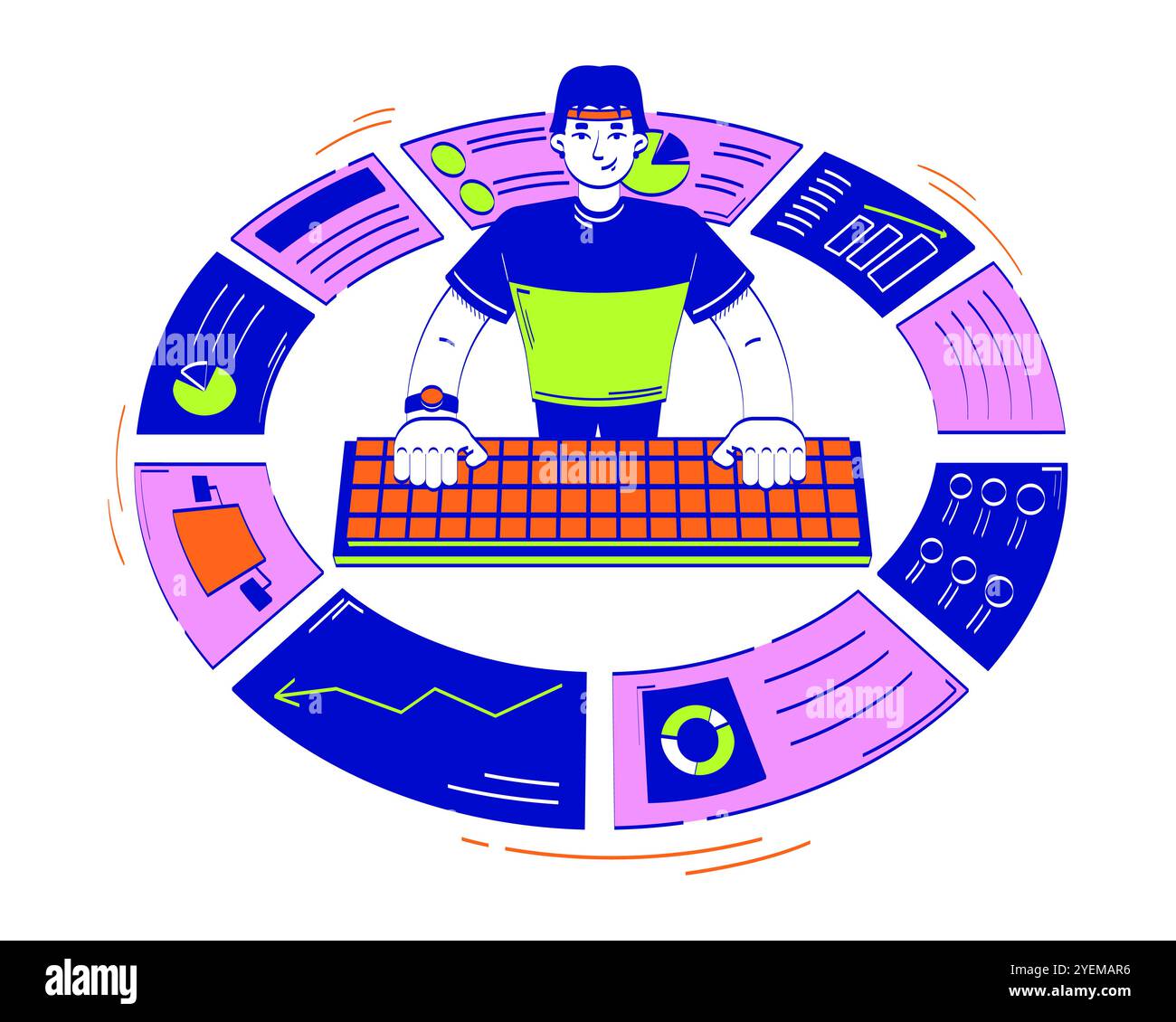Data analytics business reports doodle illustration concept Stock ...