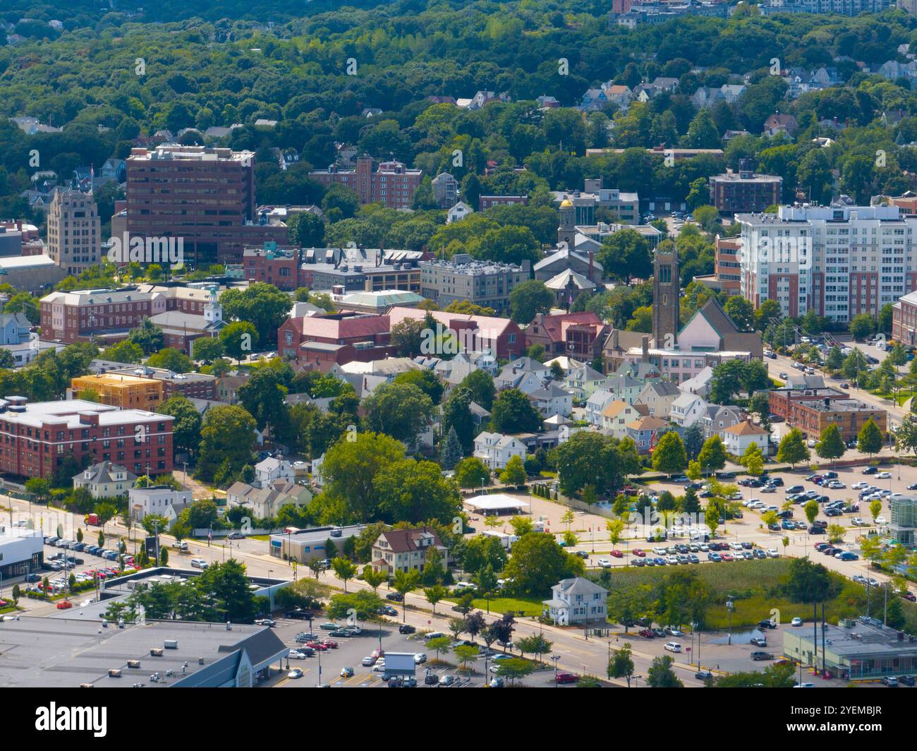 Quincy historic city center aerial view including Bethany ...
