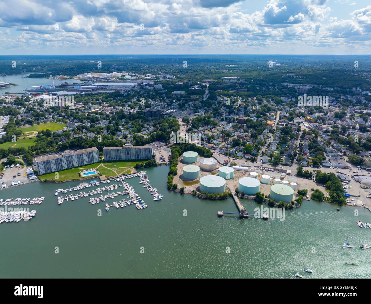 Town River Yacht Club and Captain's Cove Marina aerial view at Town ...