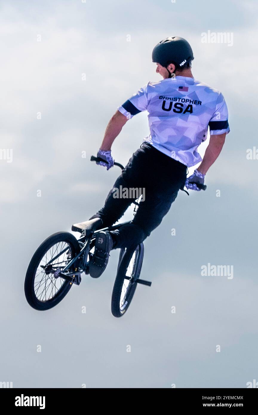 Marcus Christopher (USA) competes in the Cycling BMX Freestyle Men's ...
