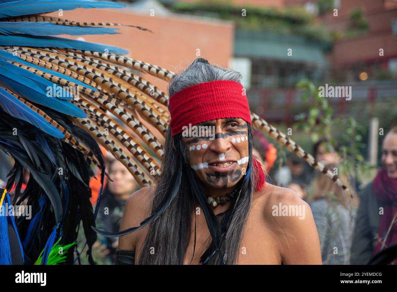 A face painted Aztec seen during the performance. Atlachinolli Aztec ...