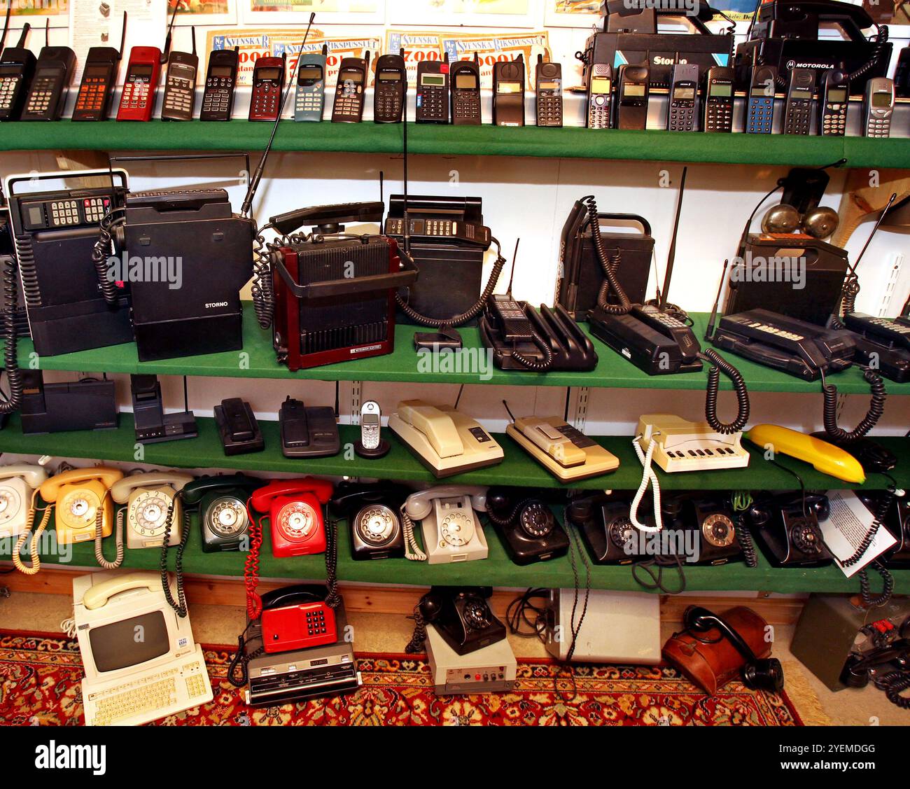 Old telephones and mobile phones in a museum Stock Photo - Alamy