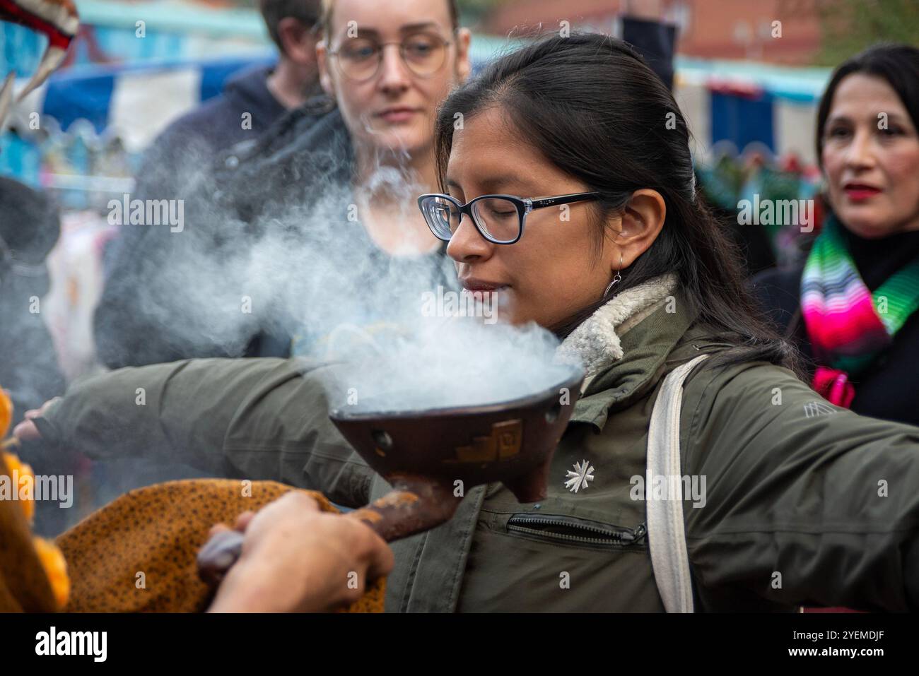 The shaman performs a cleansing ritual during the show. Atlachinolli ...