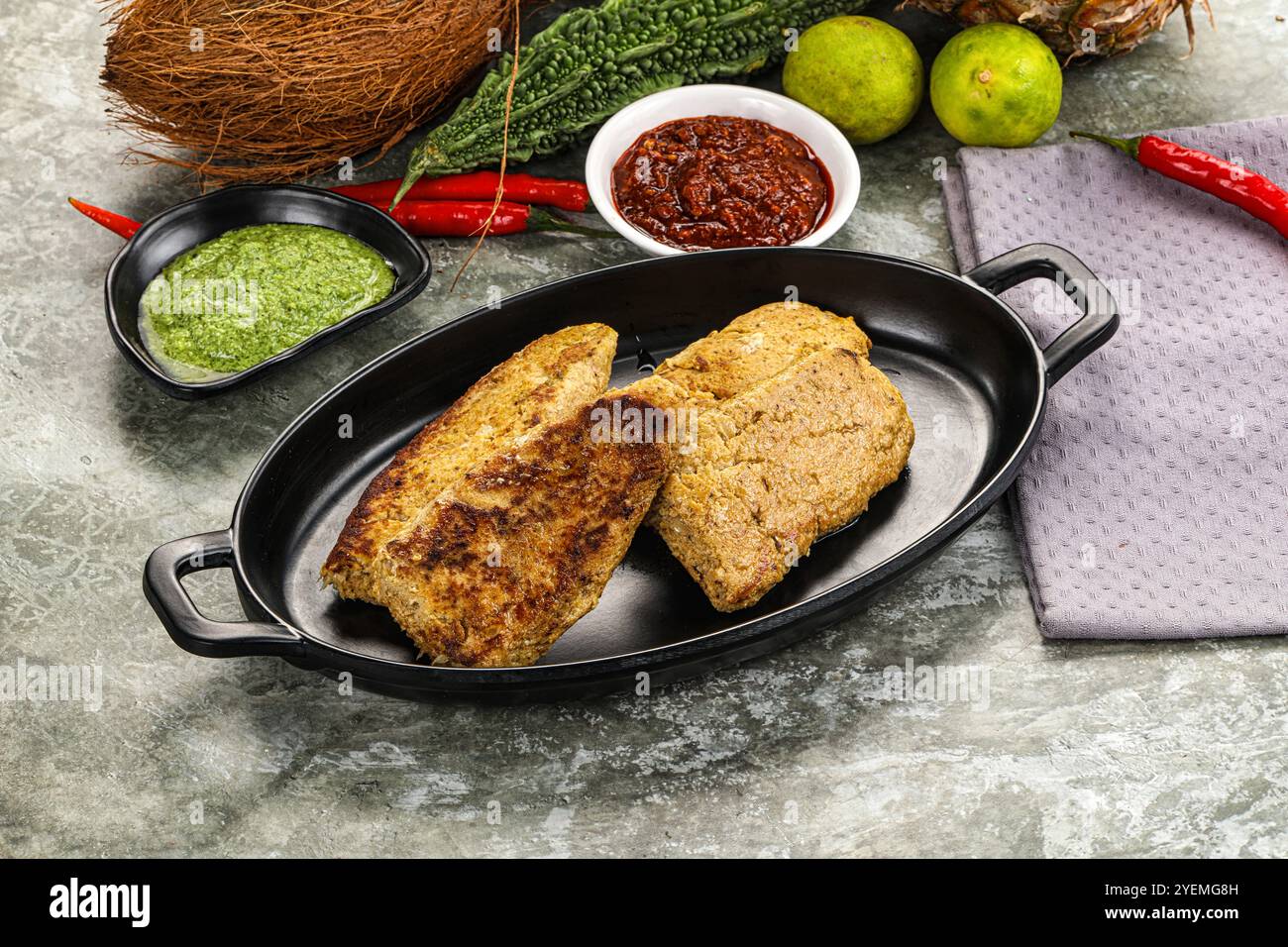 Indian traditional cuisine chiken kebab minced meat Stock Photo - Alamy