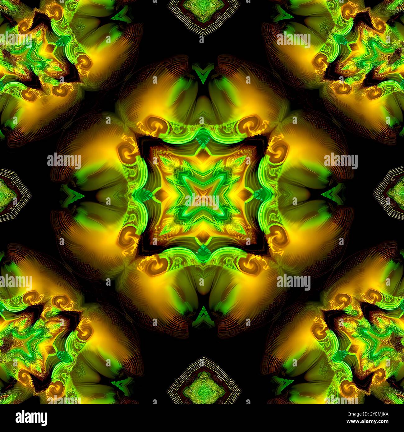 Psychedelic Fractal Mandala Abstract with Cosmic Symmetry and ...