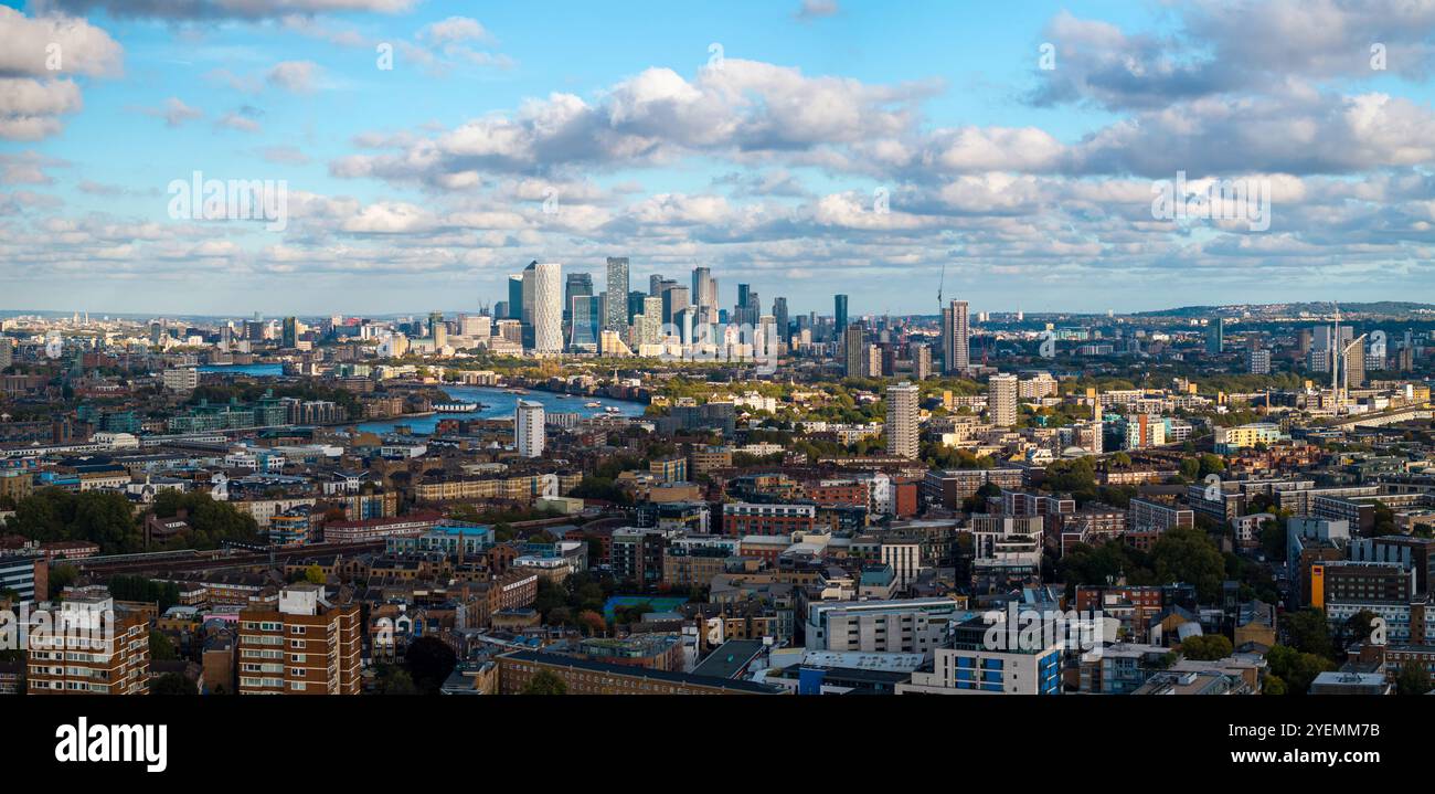 Panoramic aerial image of Canary Wharf skyline Stock Photo - Alamy