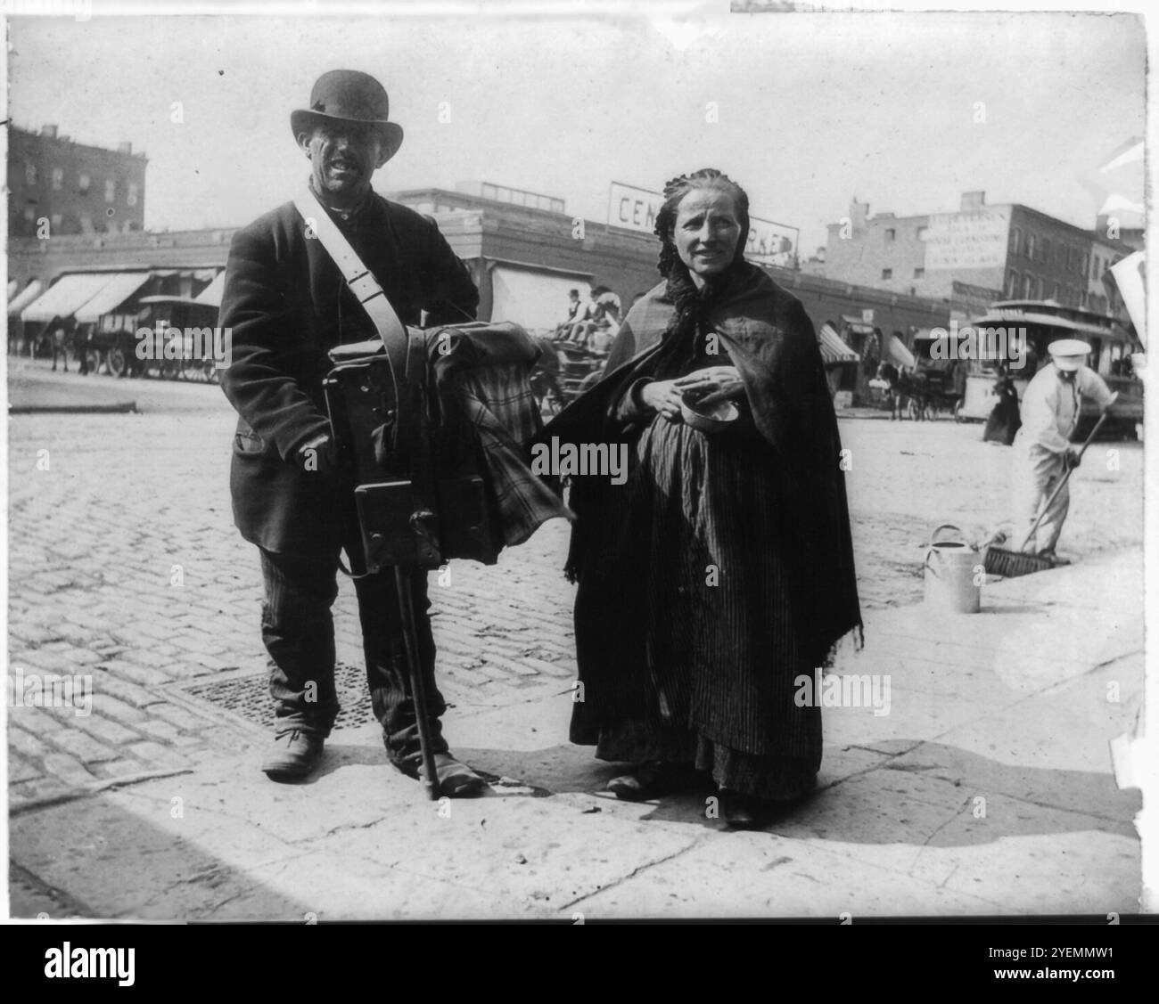 Street types of New York City, 1897. The organ grinder and his wife ...