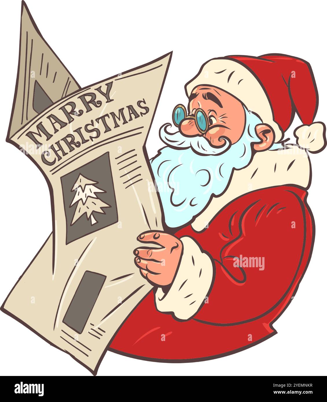 Santa Claus reads a newspaper. New Year's news about the upcoming ...