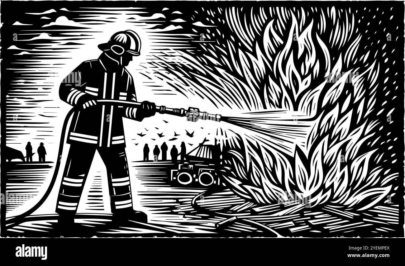 Battling a fire Stock Vector Images - Alamy