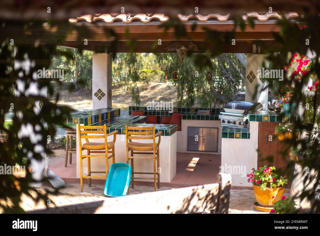 Outdoor Kitchen by Spanish Villa Stock Photo - Alamy
