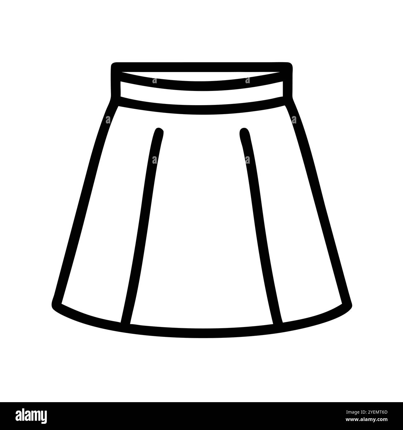 Pleated Skirt Outline Icon- Vector illustration of a pleated skirt in ...