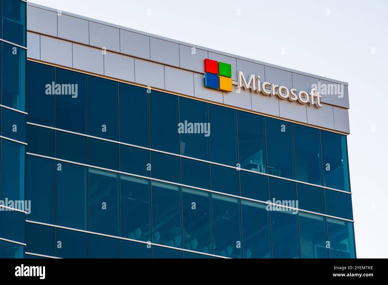 Exterior view of Microsoft logo sign on October 29, 2024, in Lehi, Utah ...