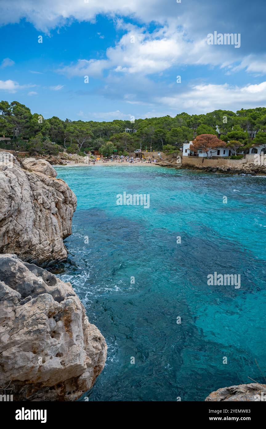 Cala Gat Beach at Cala Rajada, Mallorca, sea with sand beach, vertical ...