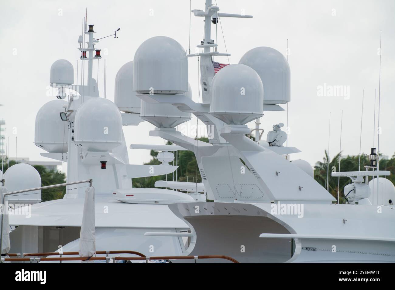 Mega yacht communications satellite system dome Stock Photo - Alamy