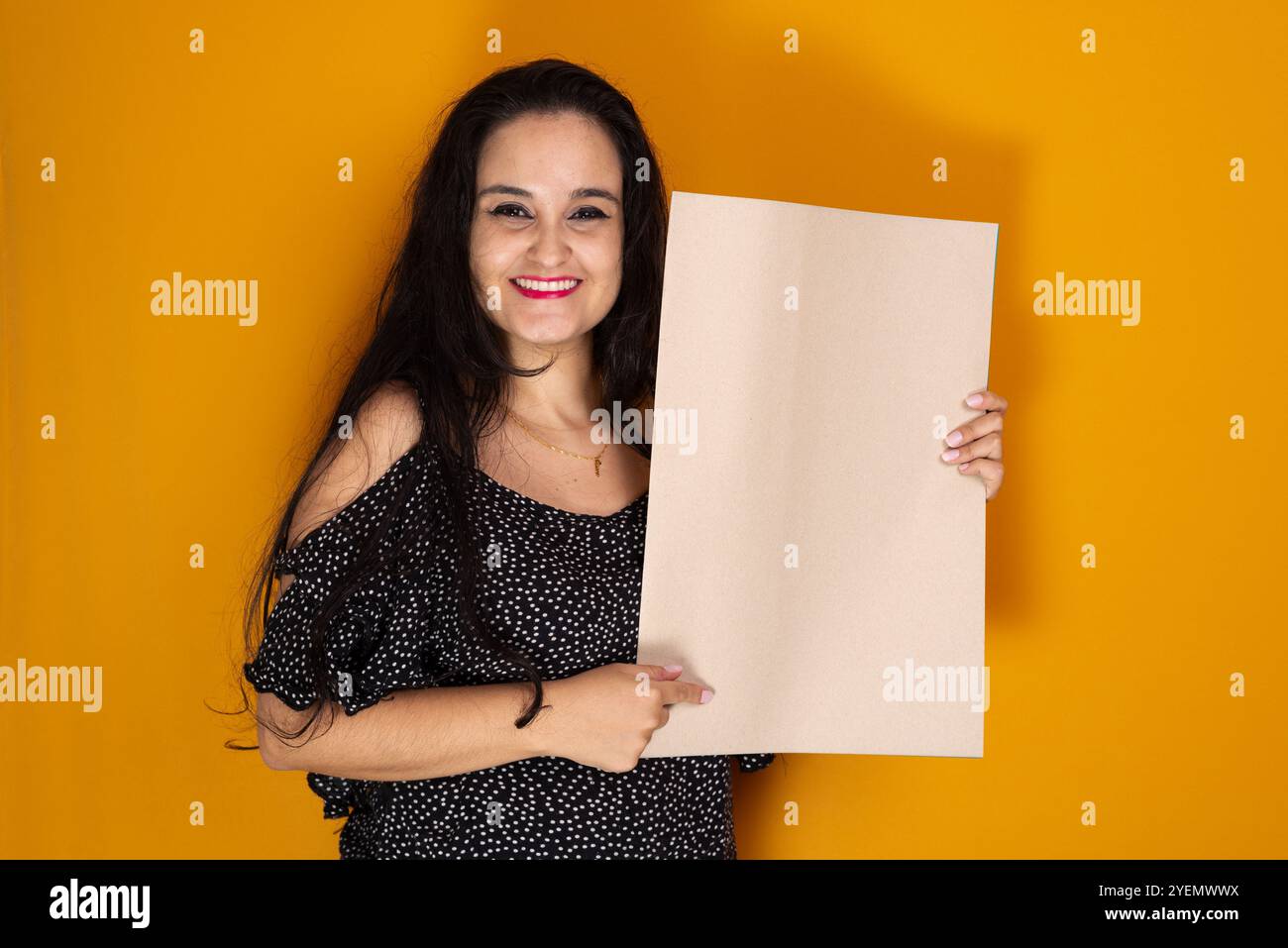 Young woman holding placard happy face hi-res stock photography and ...