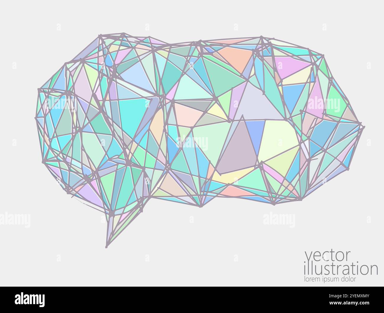 3D low poly speech bubble symbol. Polygonal triangle glowing glass ...