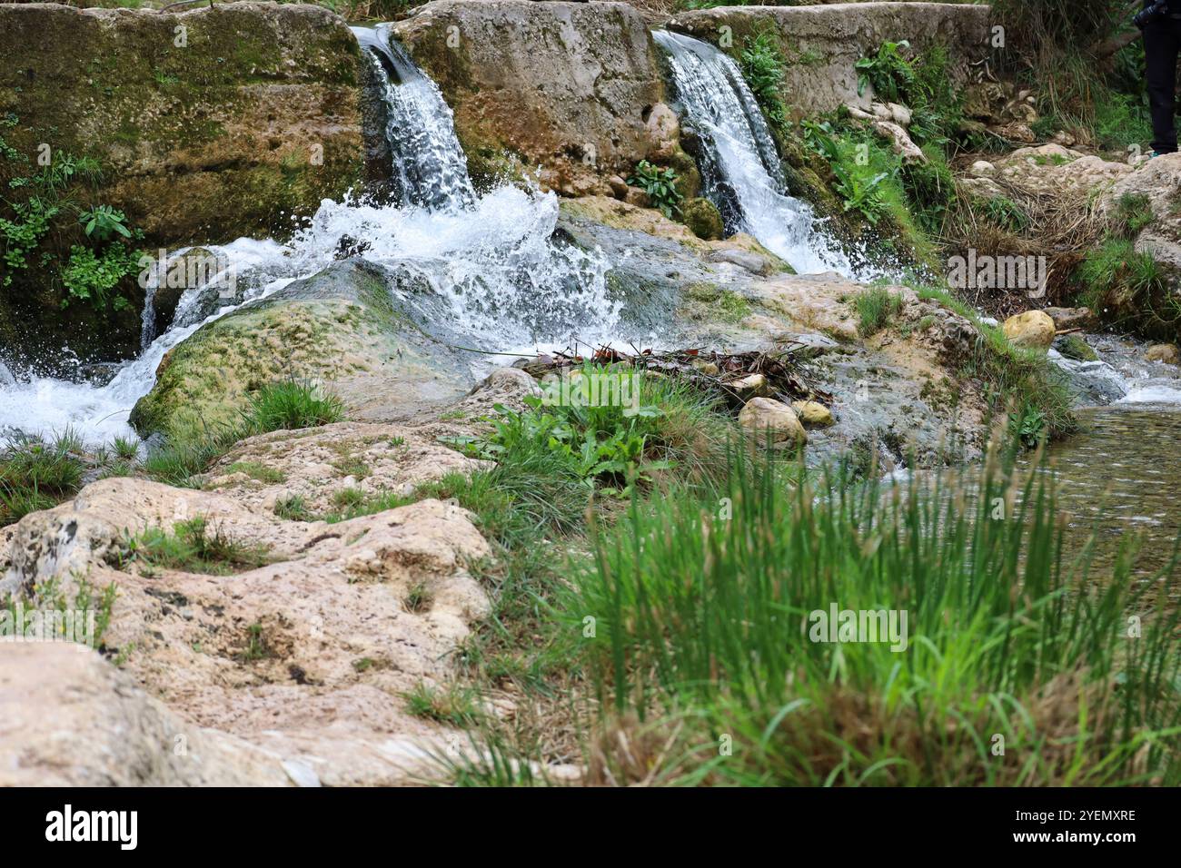 The Gorgo de la Escalera waterfall and canyon in Anna town, Valencia ...