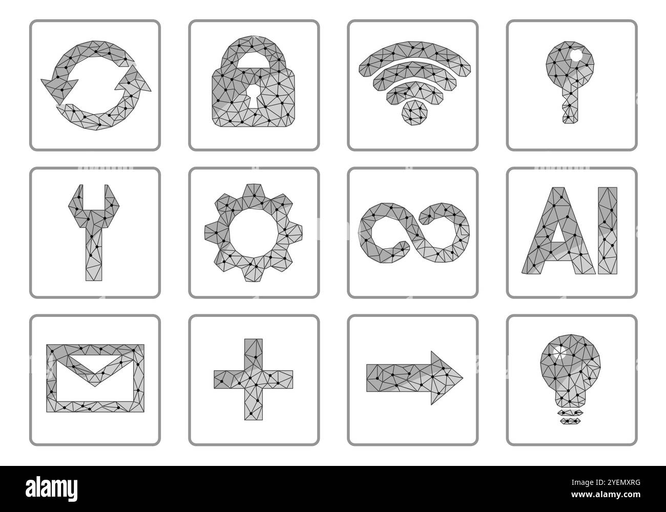 AI web technology collection icon set. Business symbols internet ...