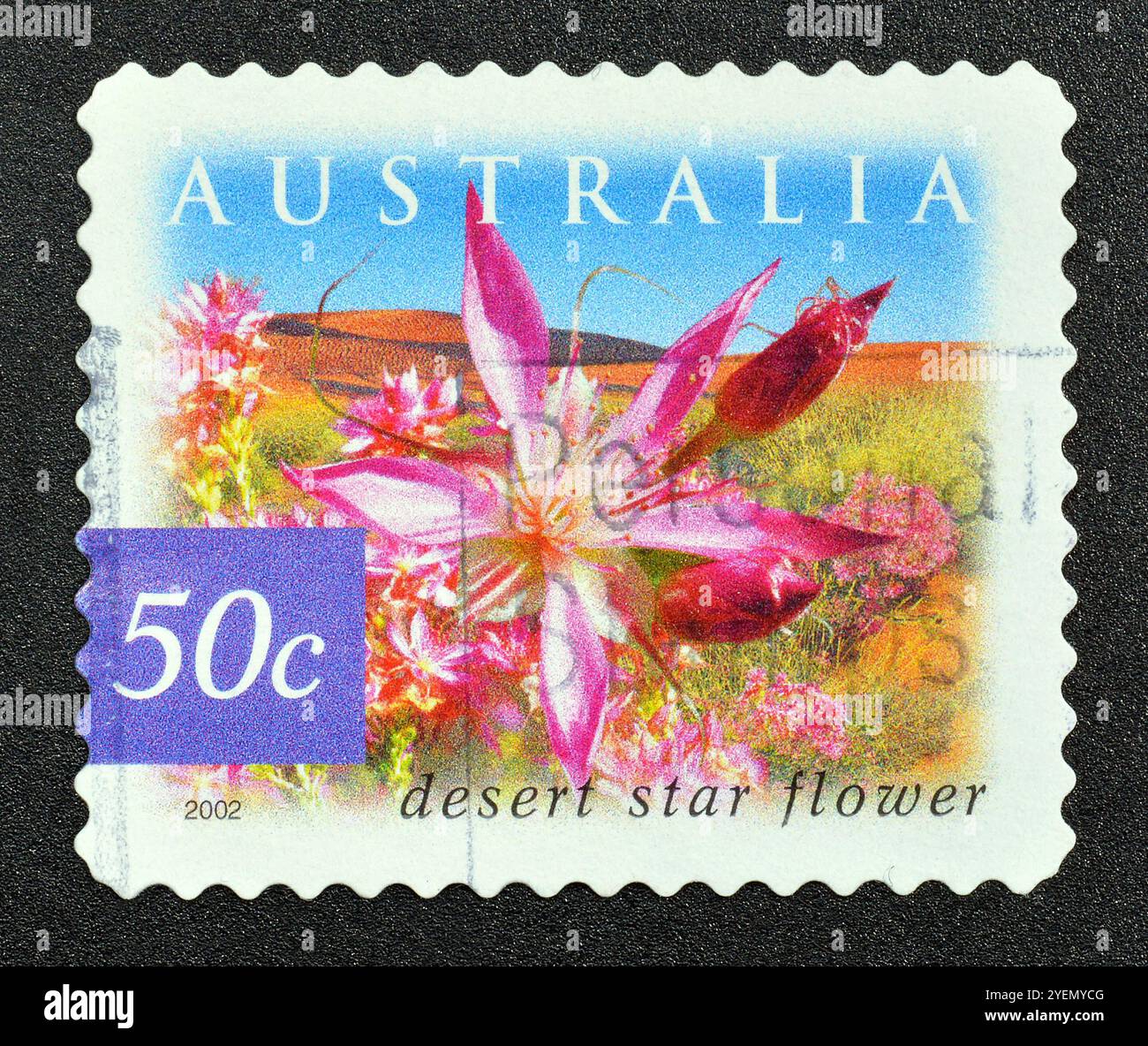 Cancelled postage stamp printed by Australia, that shows Desert Star ...