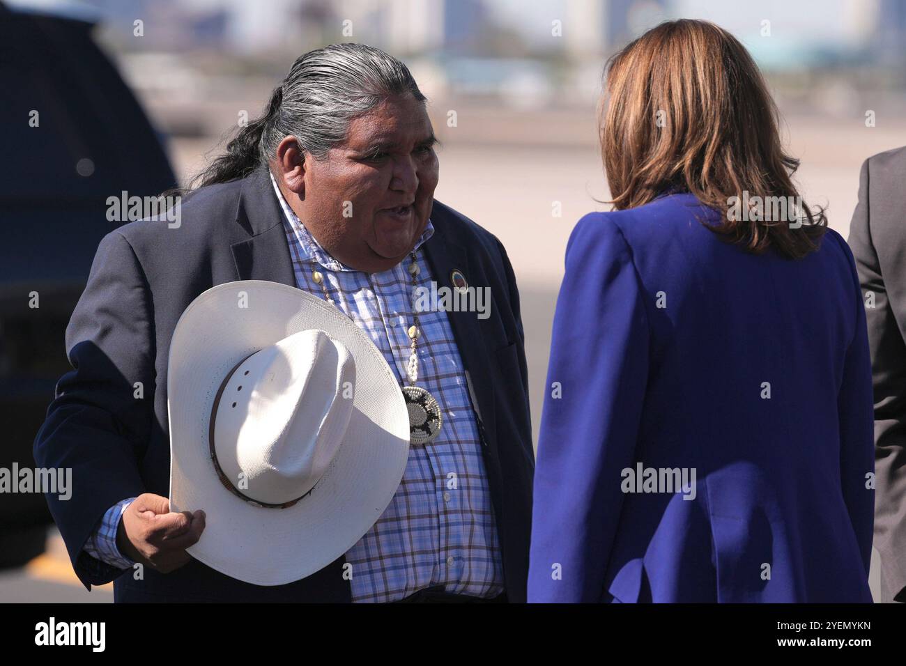 Democratic presidential nominee Vice President Kamala Harris, right, is ...