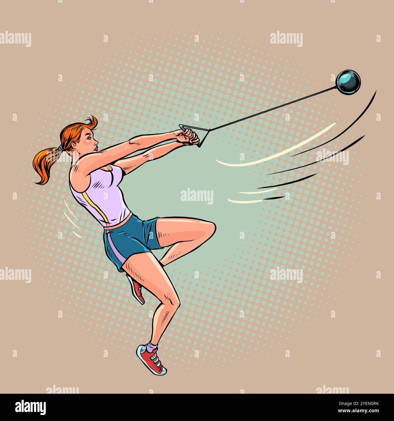 Hammer throw by athlete. Olympic competition to become champion. Sports lifestyle and athletics ...