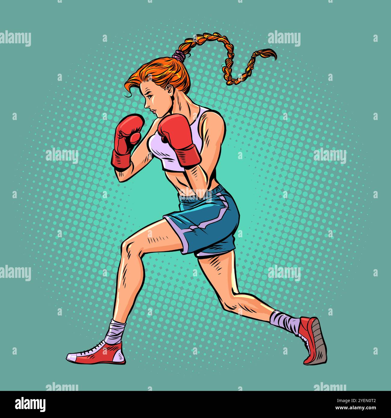 Female boxer action in the ring Stock Vector Images - Alamy