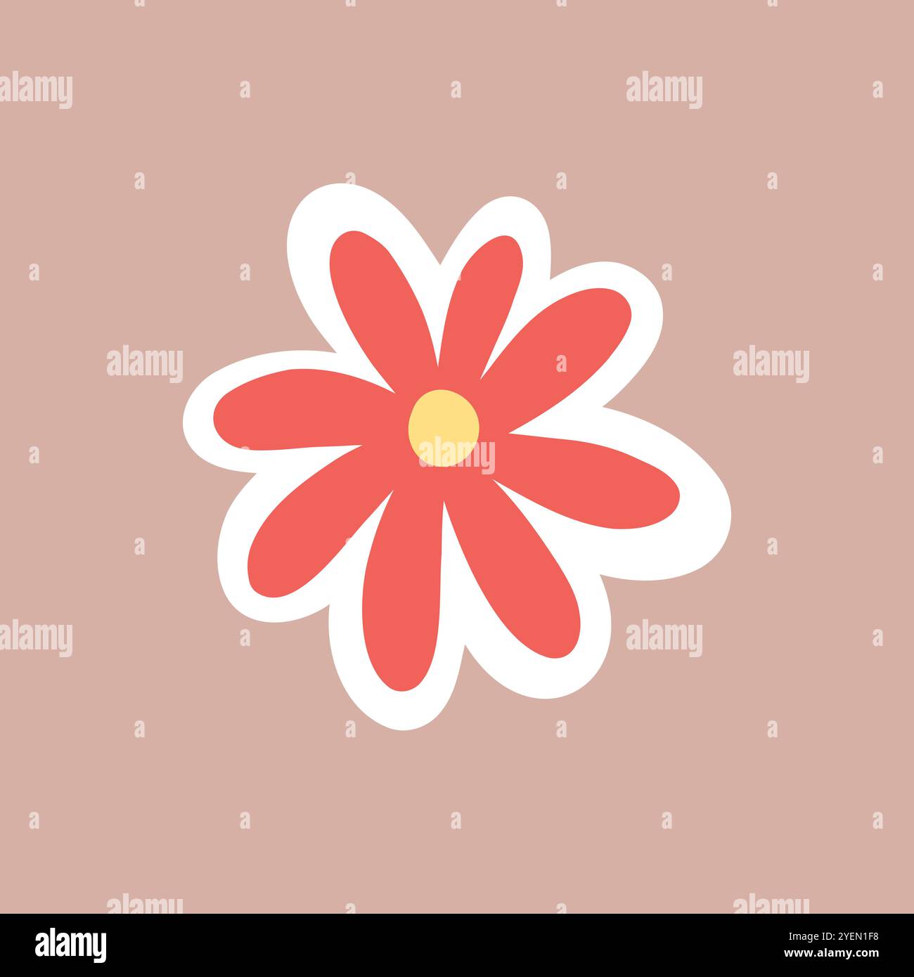 Red daisy flower diary sticker. Words, characters and quotes for ...