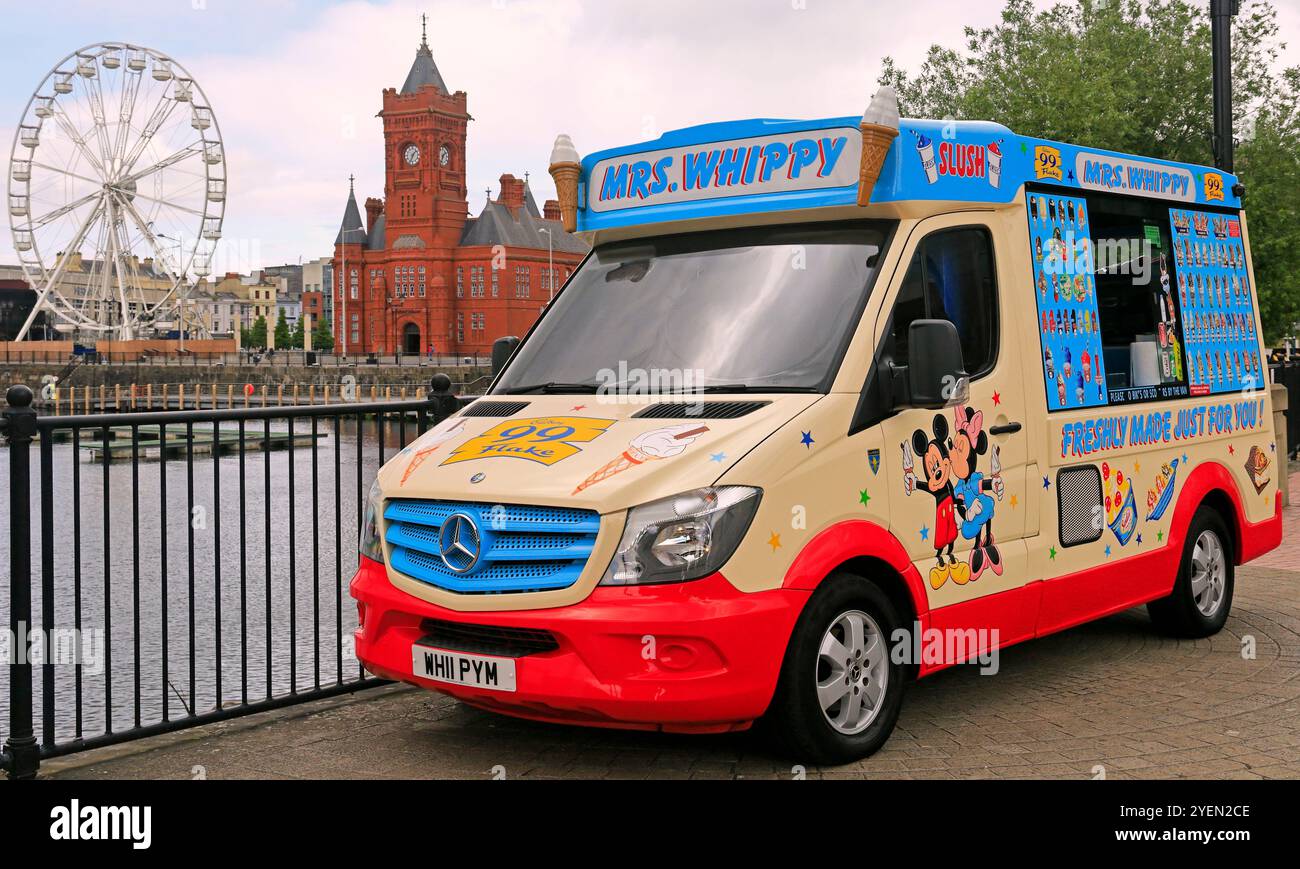 Mrs Whippy ice cream van, Cardiff Bay, South Wales, UK. 2024 Stock ...
