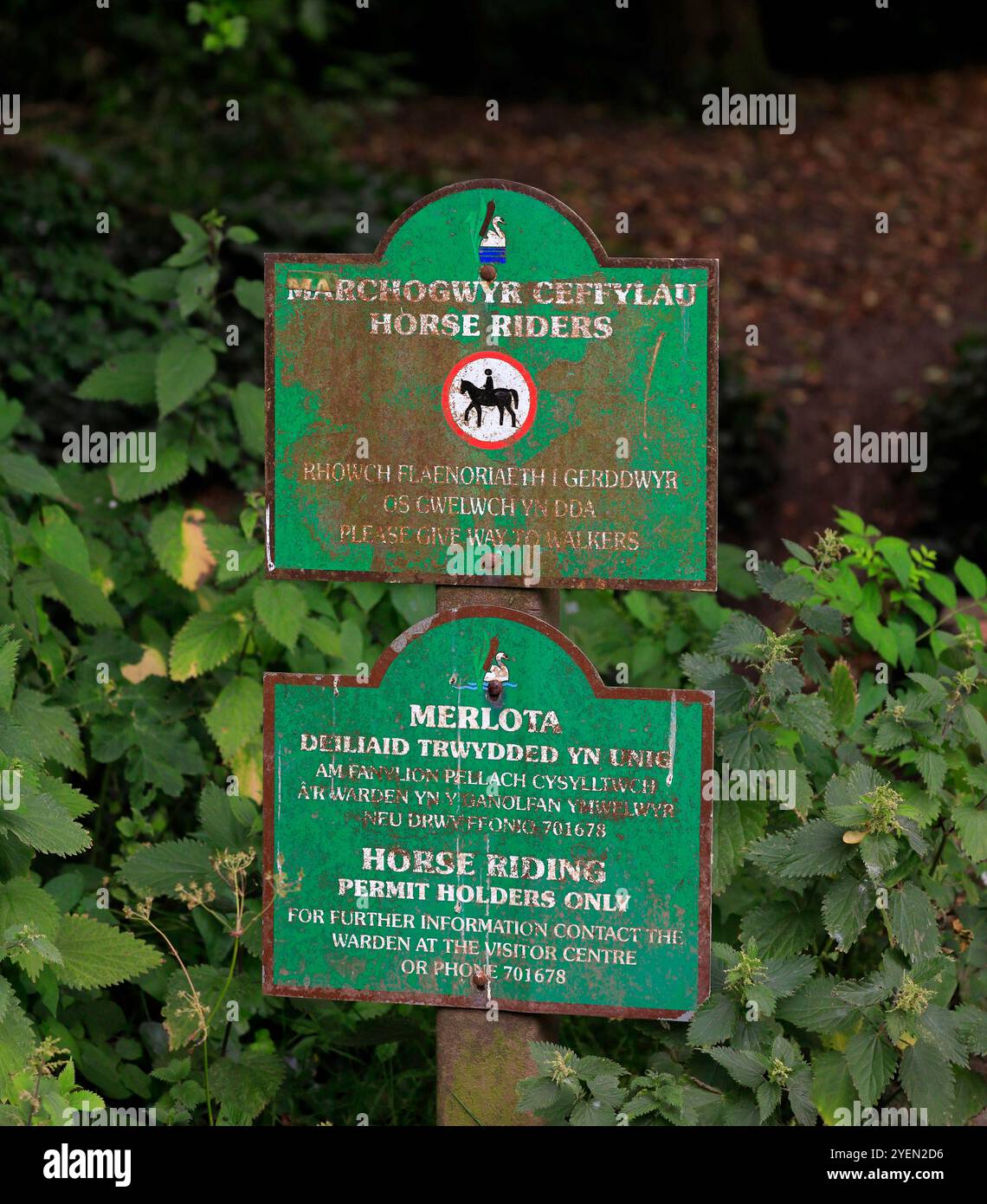 Horse Riding Permit Holders Only sign at Cosmeston Lakes and Country ...